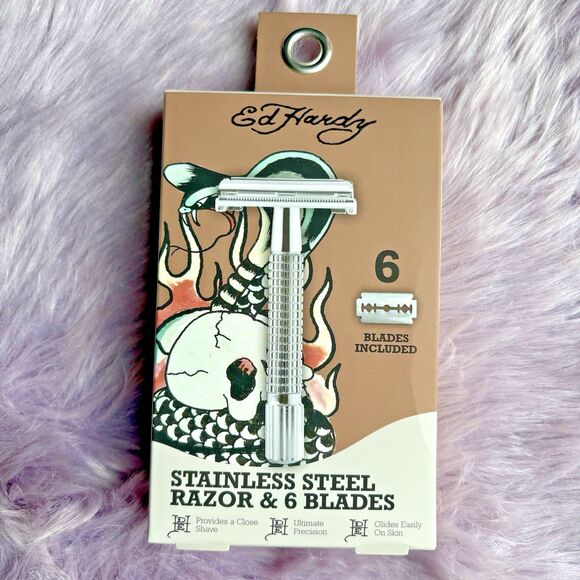 Ed Hardy | Grooming | Ed Hardy Stainless Steel Razor 6 Blades Shave3pc ...